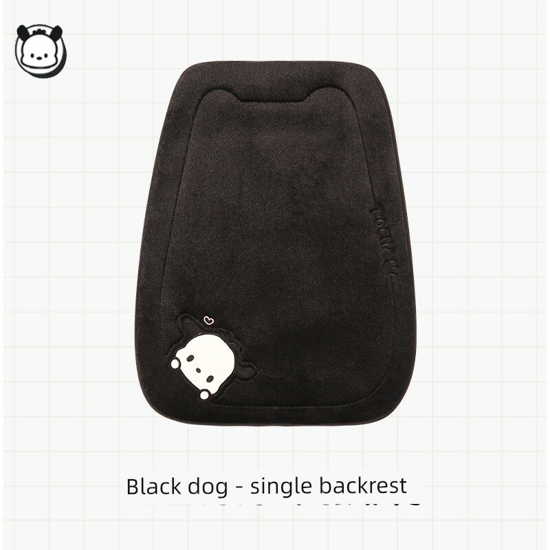 Подушка для сиденья автомобиля с кроличьим мехом и вышивкой Patchy Dog, черный, 1 шт