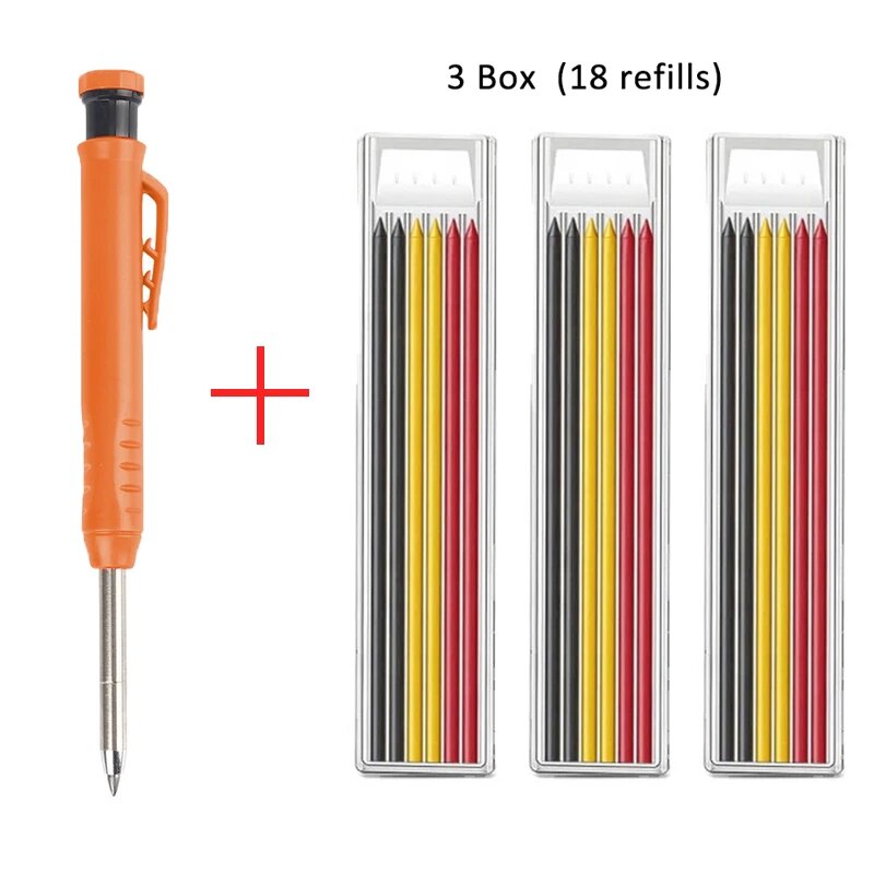 Механический плотничный карандаш со сменным свинцом orange pe pen suit 3