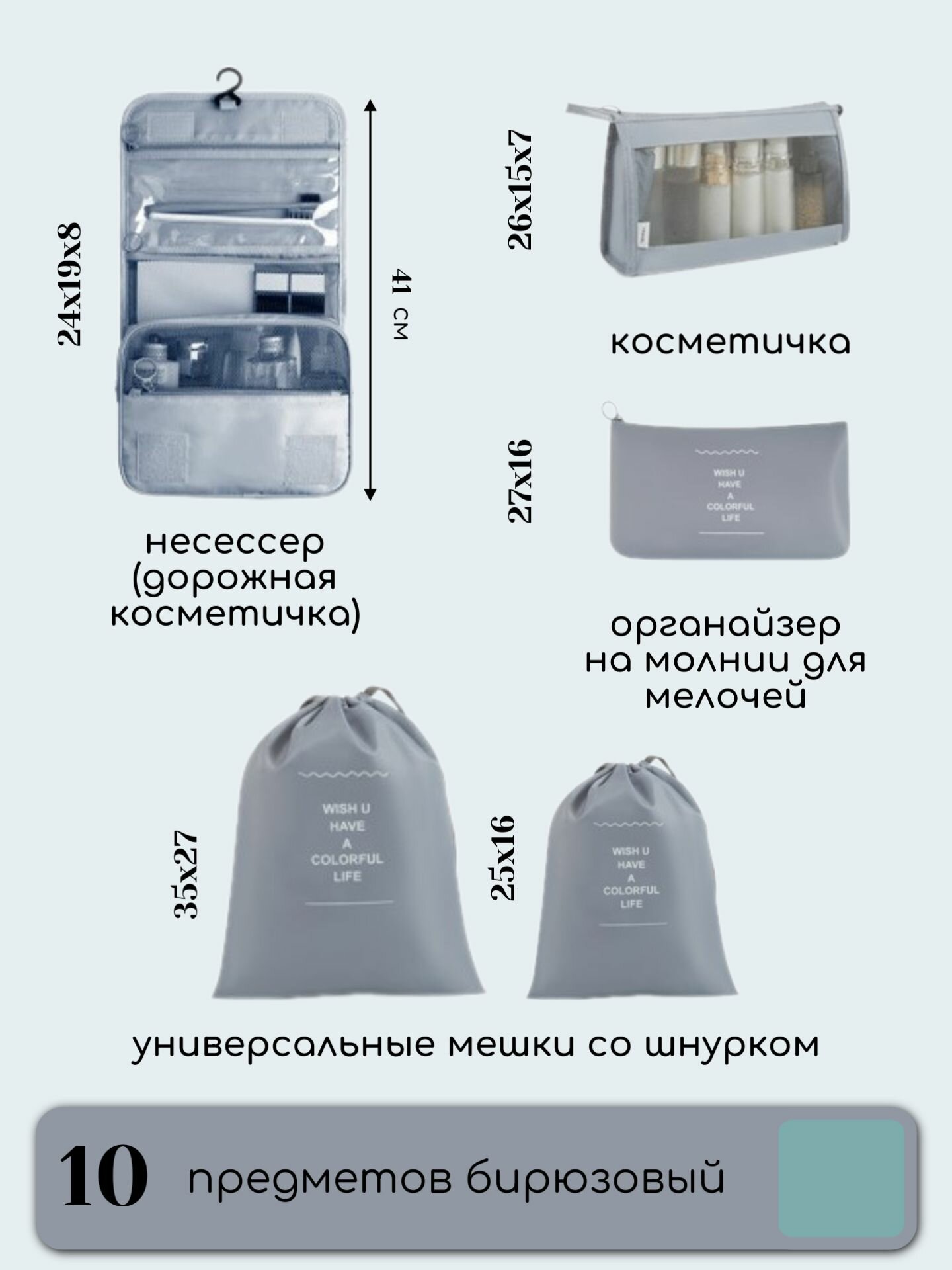 Органайзер для чемодана , бирюзовый — фото 1