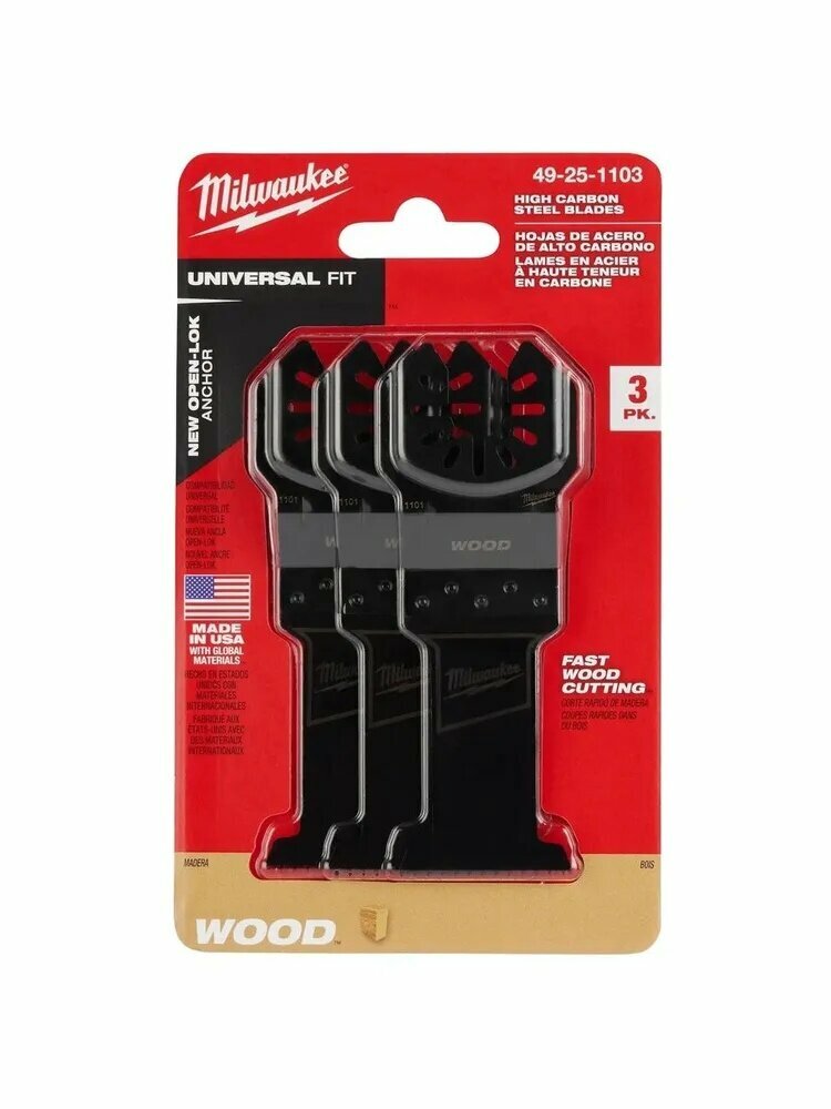 Milwaukee Насадка для реноватора 35 мм, полотно пильное по дереву и гипсокартону, 3 шт.