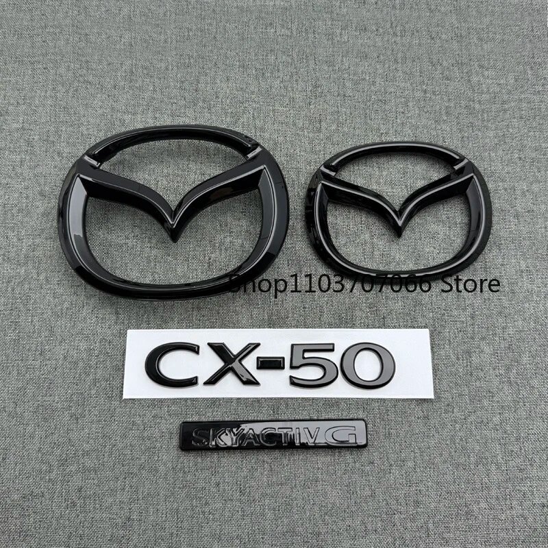Автомобильный черный логотип 3D для MAZDA Car series CX-50 Передняя головка Решетка Капот Эмблема Задний хвостовой бампер Багажник Багажник Марк AWD Значок