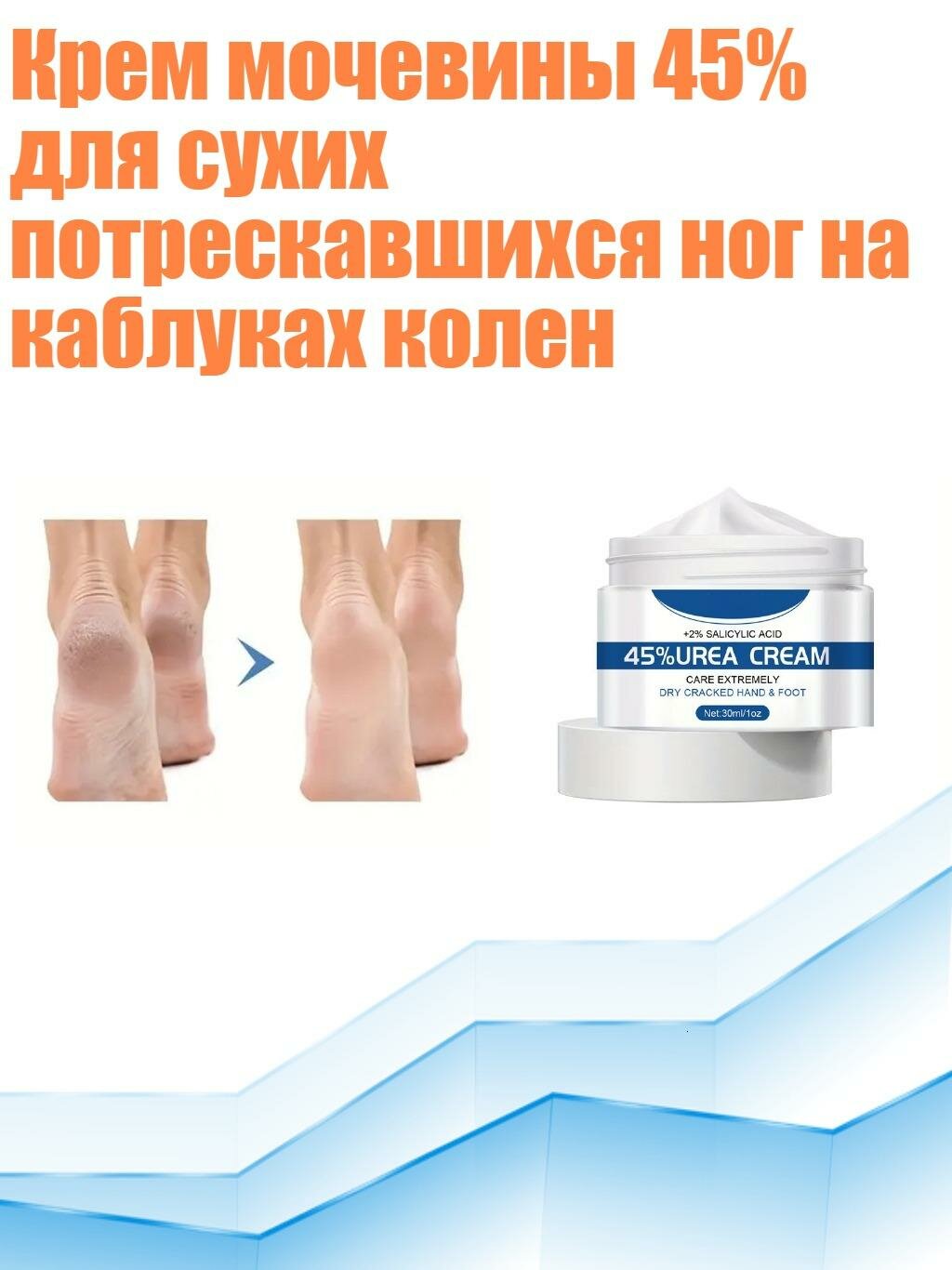 Крем мочевины 45% для сухих потрескавшихся ног на каблуках колен