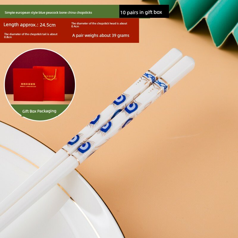 Высококачественные китайские костяные фарфоровые палочки для еды из Цзиндэчжэня, нескользящие, влагостойкие, в