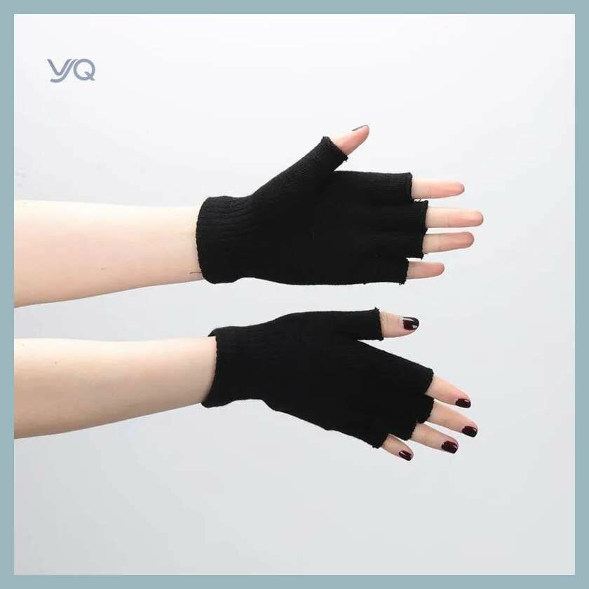 1 пара вязаных рабочих перчаток без пальцев