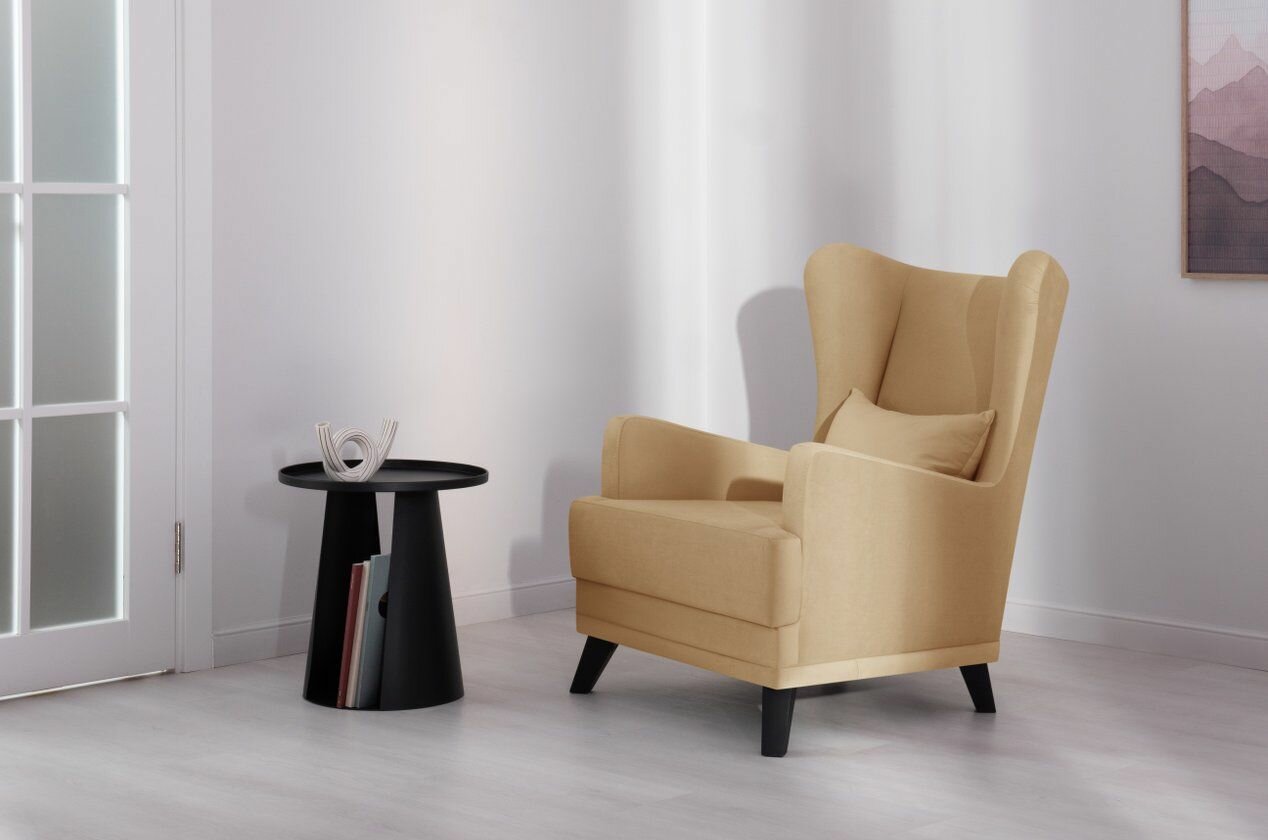 Кресло в гостиную мягкое Divan.ru Оксфорд Velvet Sand, бежевый, велюр, с подлокотниками