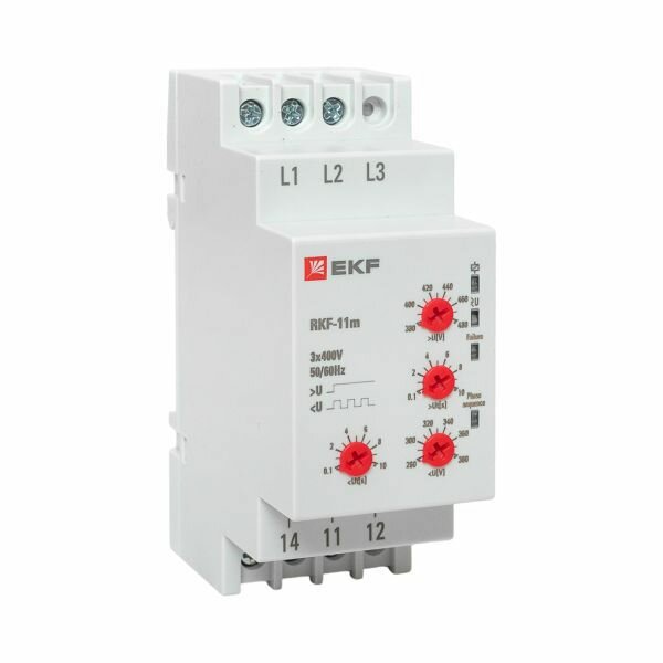 Реле контроля фаз EKF PROхima, соединение винтовое, монтаж на DIN-рейку