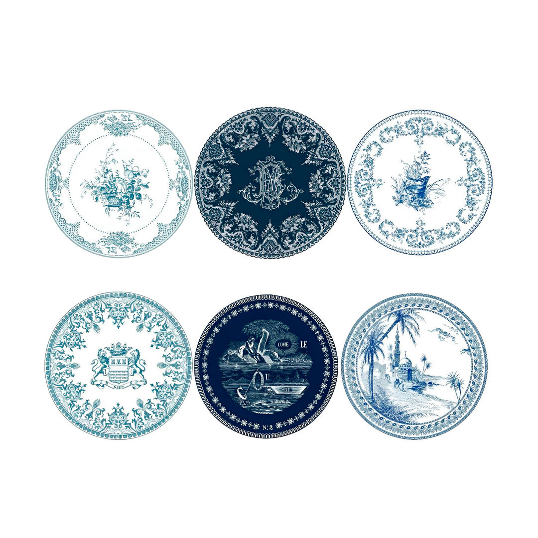 Мини-тарелка Gien Les Depareillees Bleu 12,8 см, Синий, Набор 6 шт