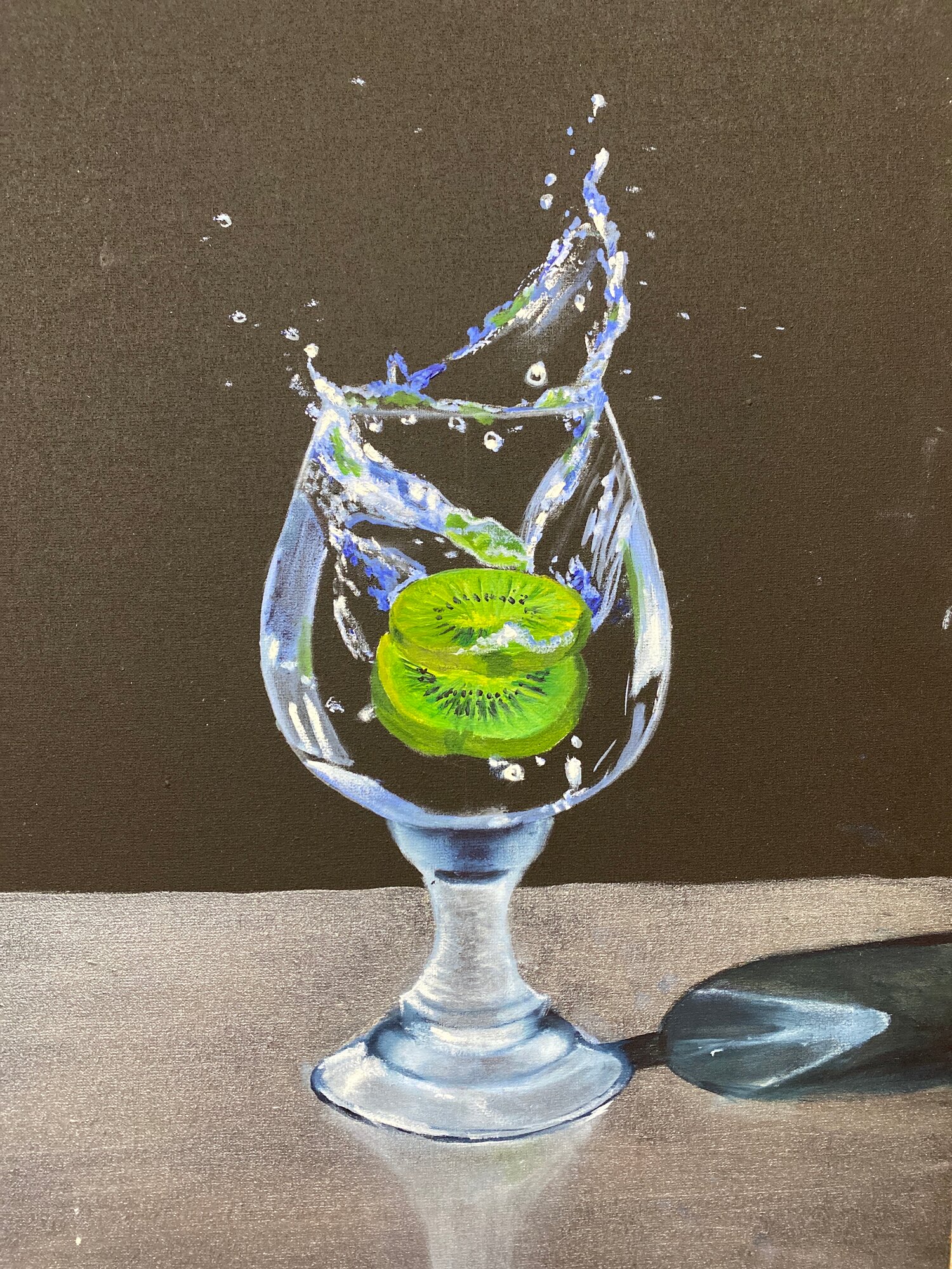 Интерьерная картина «Брызги в бокале», ручная работа, холст на подрамнике 30*40, масляная живопись
