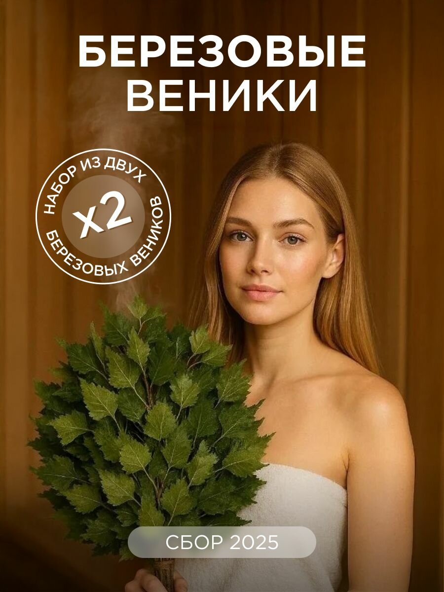 Берёзовый веник для бани, 2 шт, свежий сбор 2025, набор веников для парения