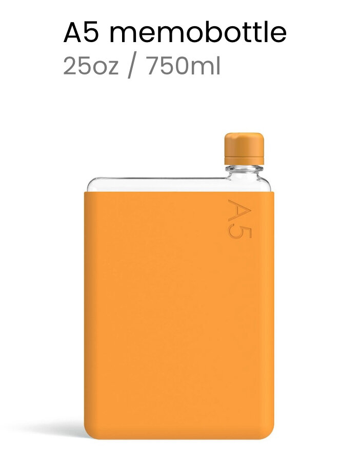 Эксклюзивная оранжевая бутылка Memobottle A5 в силиконовом чехле