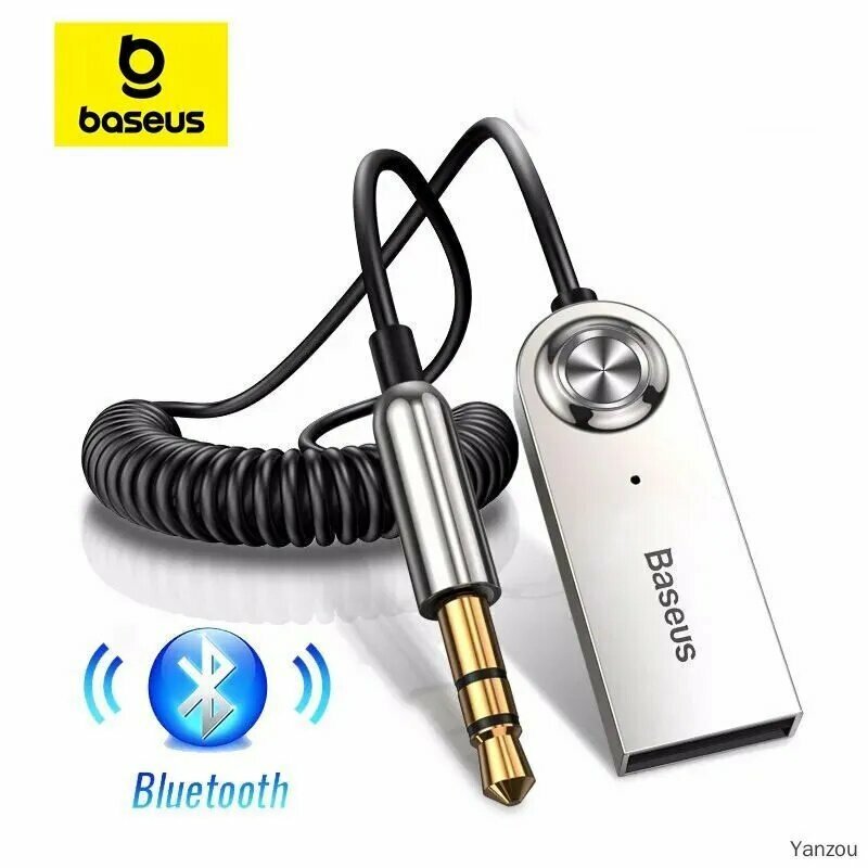 Baseus AUX Автомобильный приемник Bluetooth 5.0, аудиоадаптер 3,5 мм для беспроводного аудио громкой связи