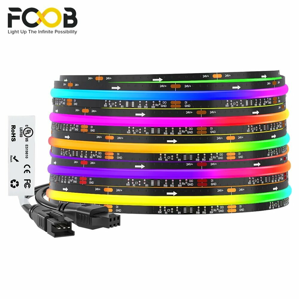 Светодиодная лента FCOB RGB Dream 630leds 1м, 24В, Черная PCB