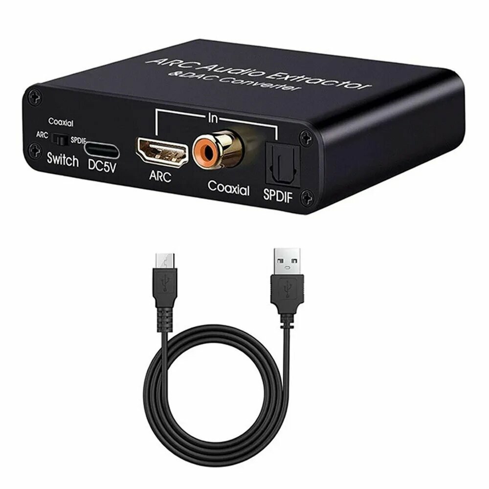 192 кГц ARC Audio Extractor DAC Цифро-аналоговый преобразователь звука ARC в оптический/SPDIF Коаксиальный стерео L/R 3,5 мм