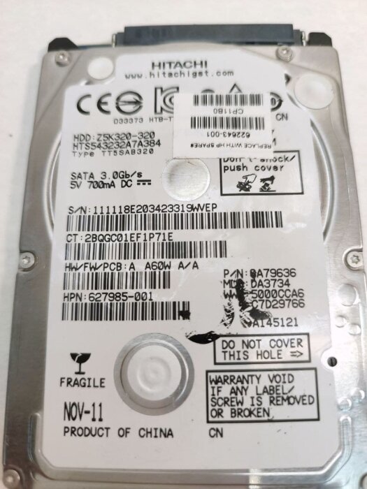 Жесткий диск 2.5" 320Gb Sata Hitachi Z5K320-320 HTS543232A7A384