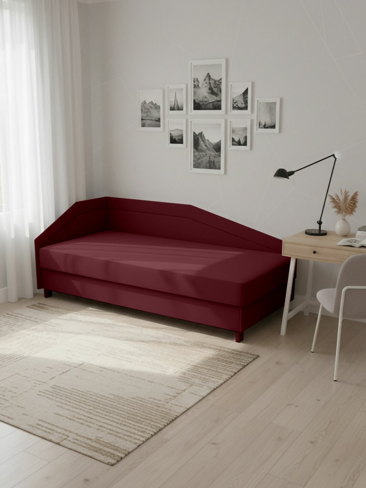 Тахта Стандарт Слева фокус- мебельная фабрика 124х200х71 см бордовый