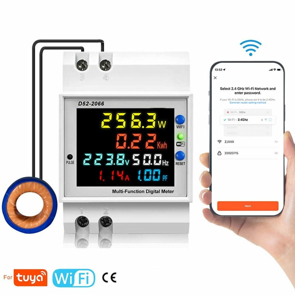 Для Tuya Smart WiFi Цифровой Дисплей Счетчика Электроэнергии Многофункциональная DIN рейка