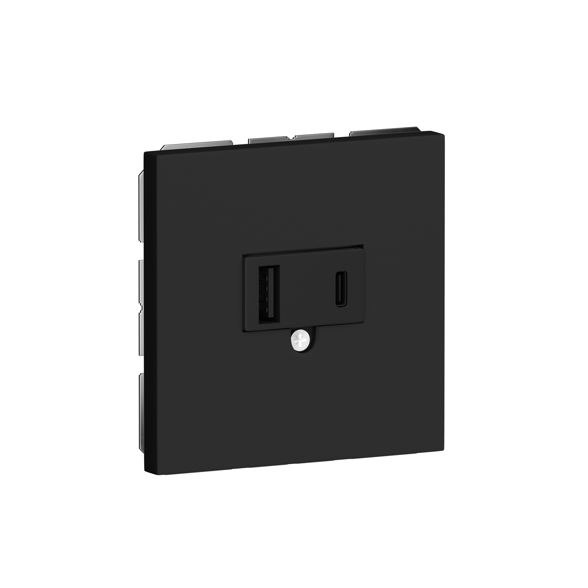 USB-зарядка типа A+С 3100мА 12Вт с чёрным разъёмом, цвет матовый карбон, серия R98, Donel