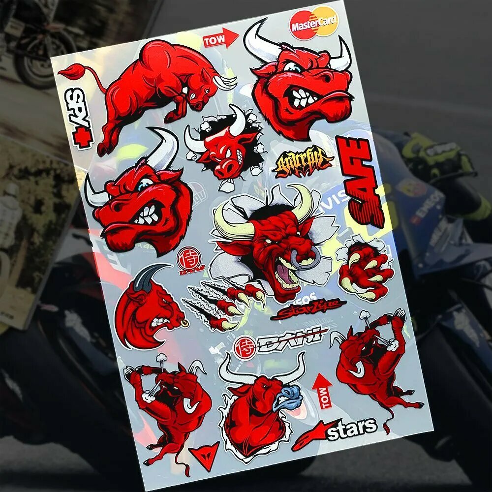 Наклейки Red Bull для украшения дверей автомобиля, аксессуары для модификации ПВХ-наклеек Angry Bull