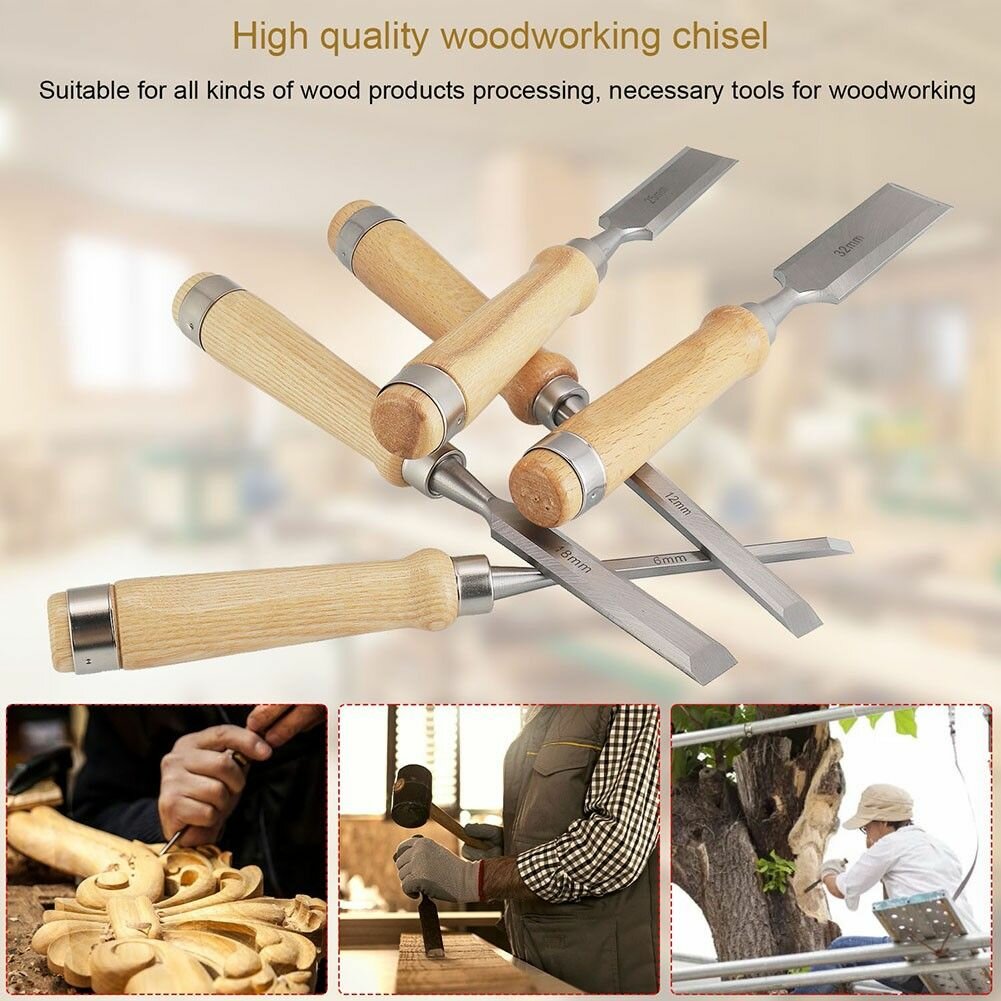 Набор из 4 стамесок по дереву: круглые, изогнутые,