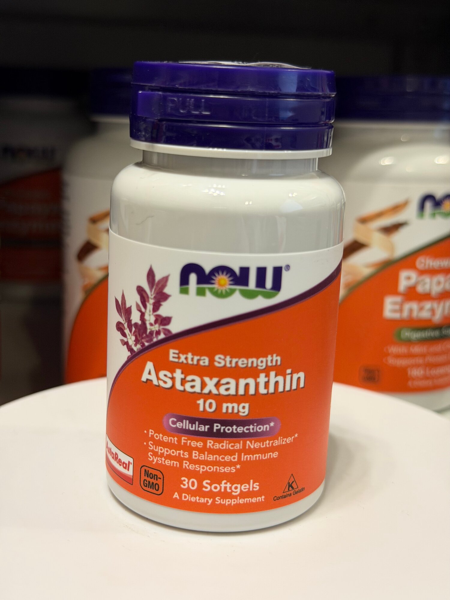 NOW Astaxanthin 10 mg - астаксантин сильный антиоксидант для защиты клеток, кожи и зрения, 30 гелевых капсул
