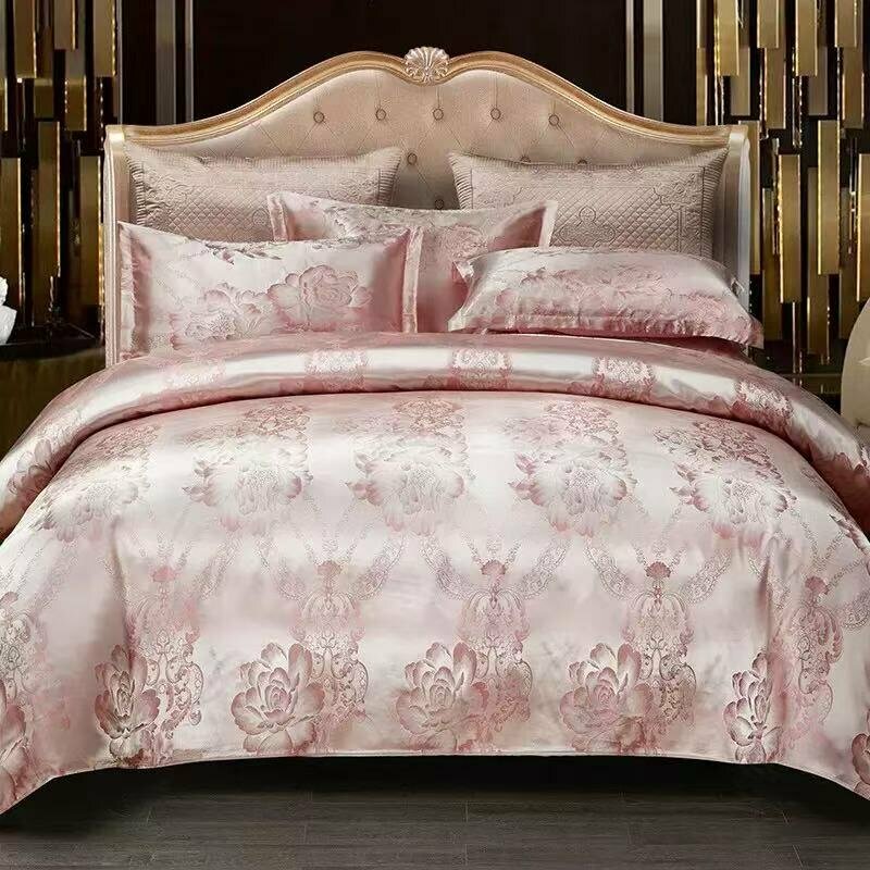 Комплект постельного белья, Жаккард, Евро, 220*240cm，Жаккардовое сатиновое постельное бельё из четырёх предметов