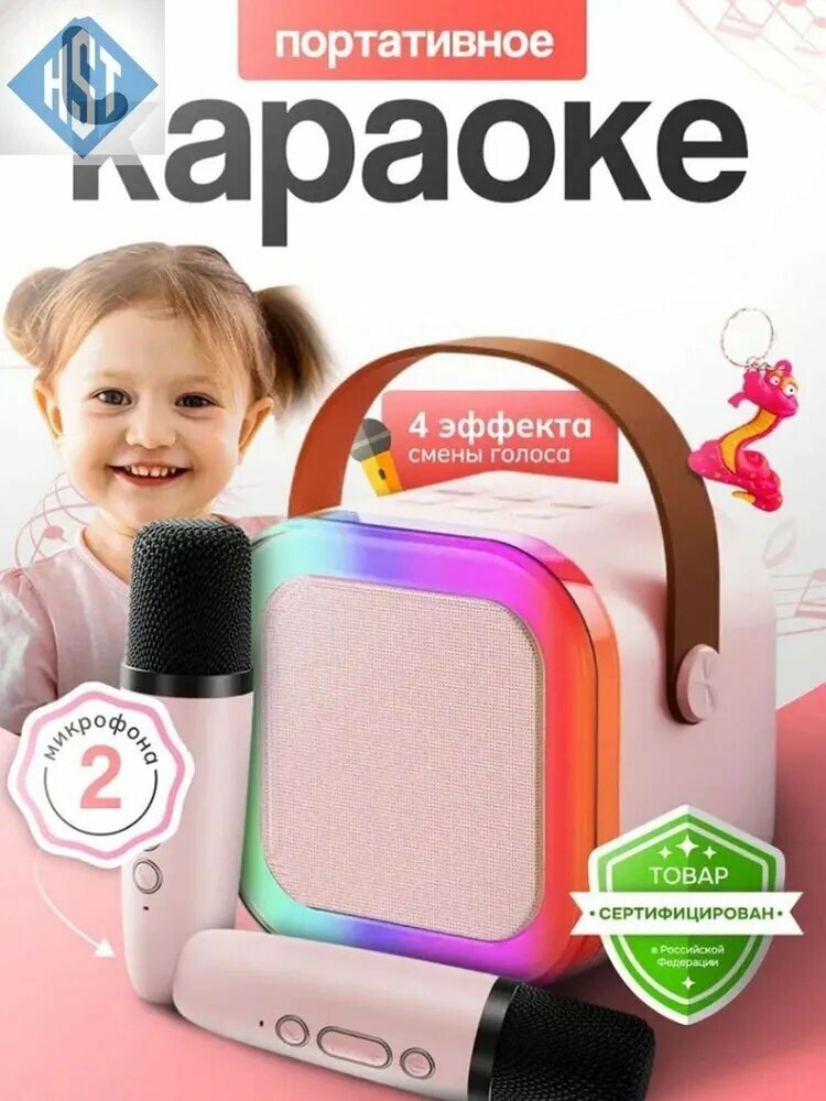 Колонка караоке с микрофонами подарок