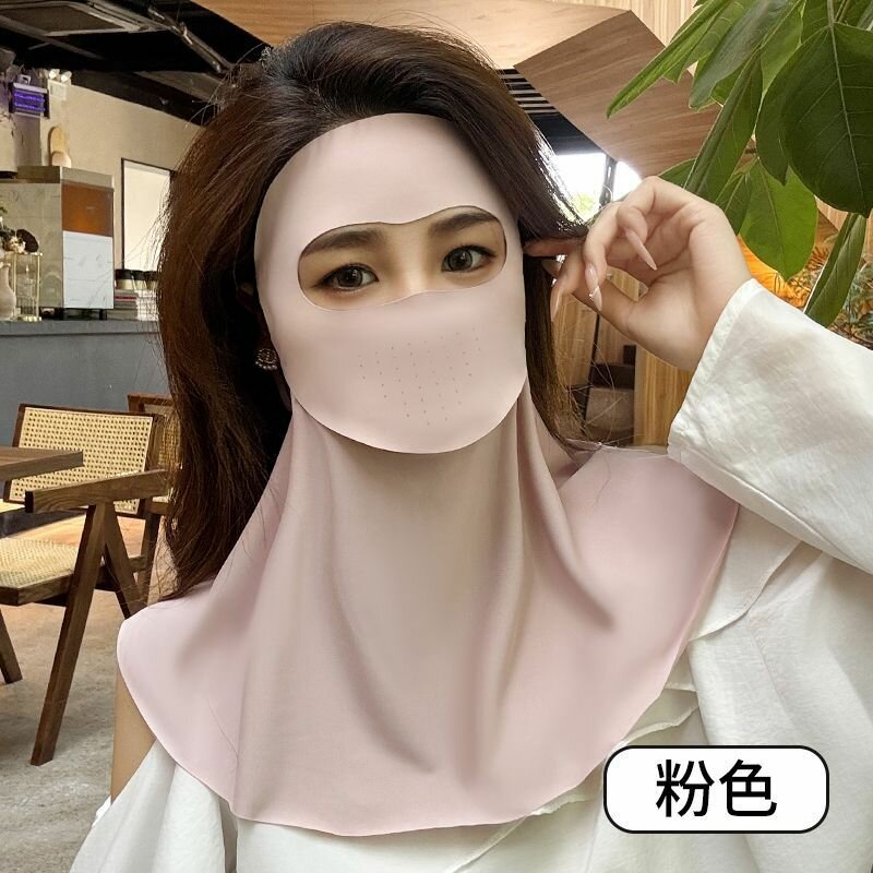 Летняя маска для лица и шеи, защита от УФ, шелковистая ткань, универсальный размер, цвета: черный, серый, розовый
