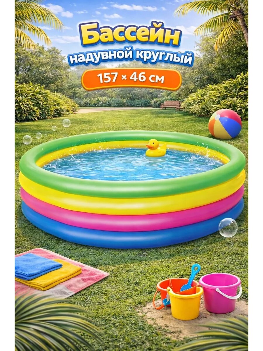 Бассейн надувной, ПВХ, винил, для детей, от 3 лет, 157 см х 46 см