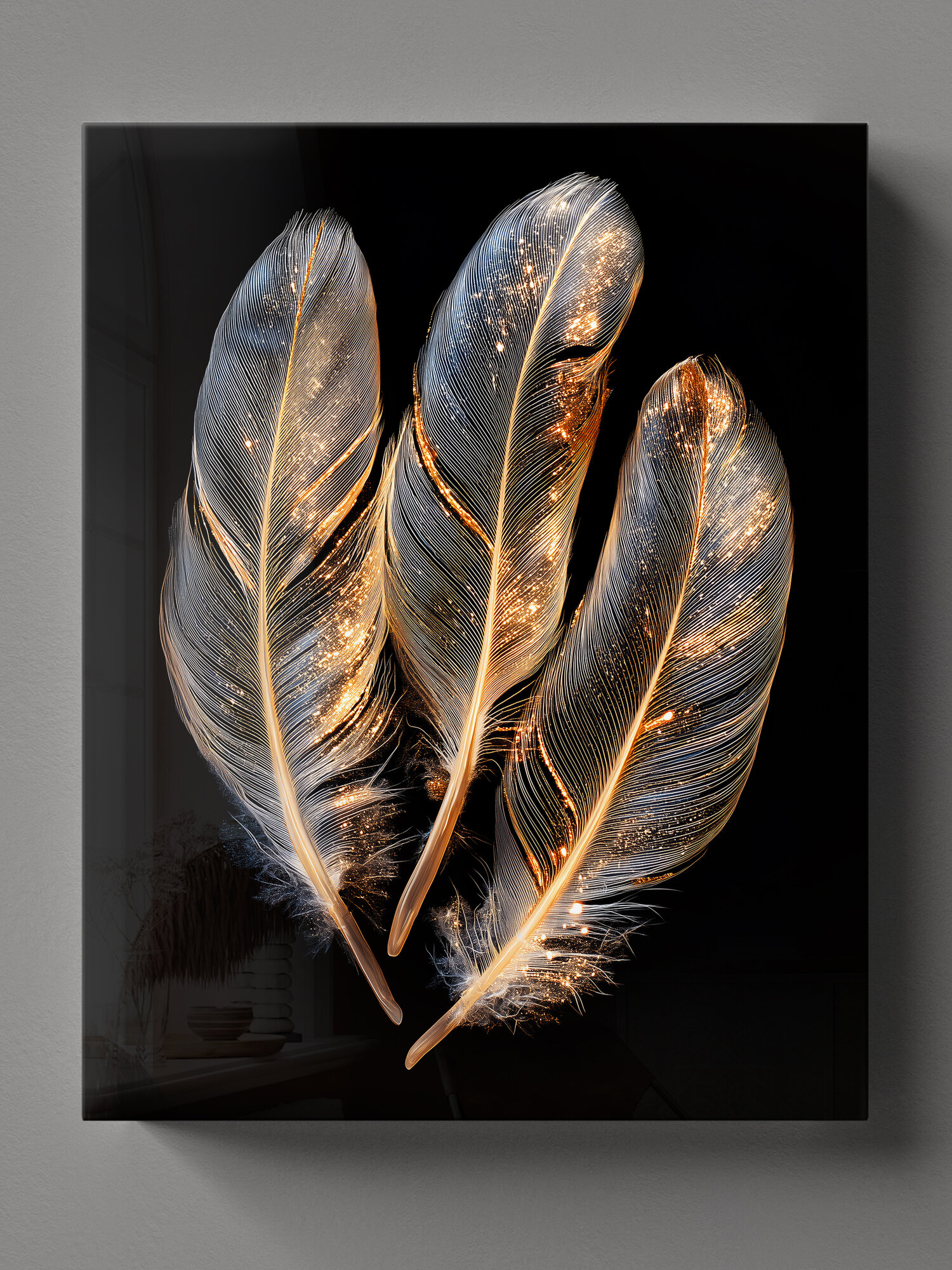 Картина Postermarket "Хрустальные перья" на стекле, цифровая печать, 40x50 см