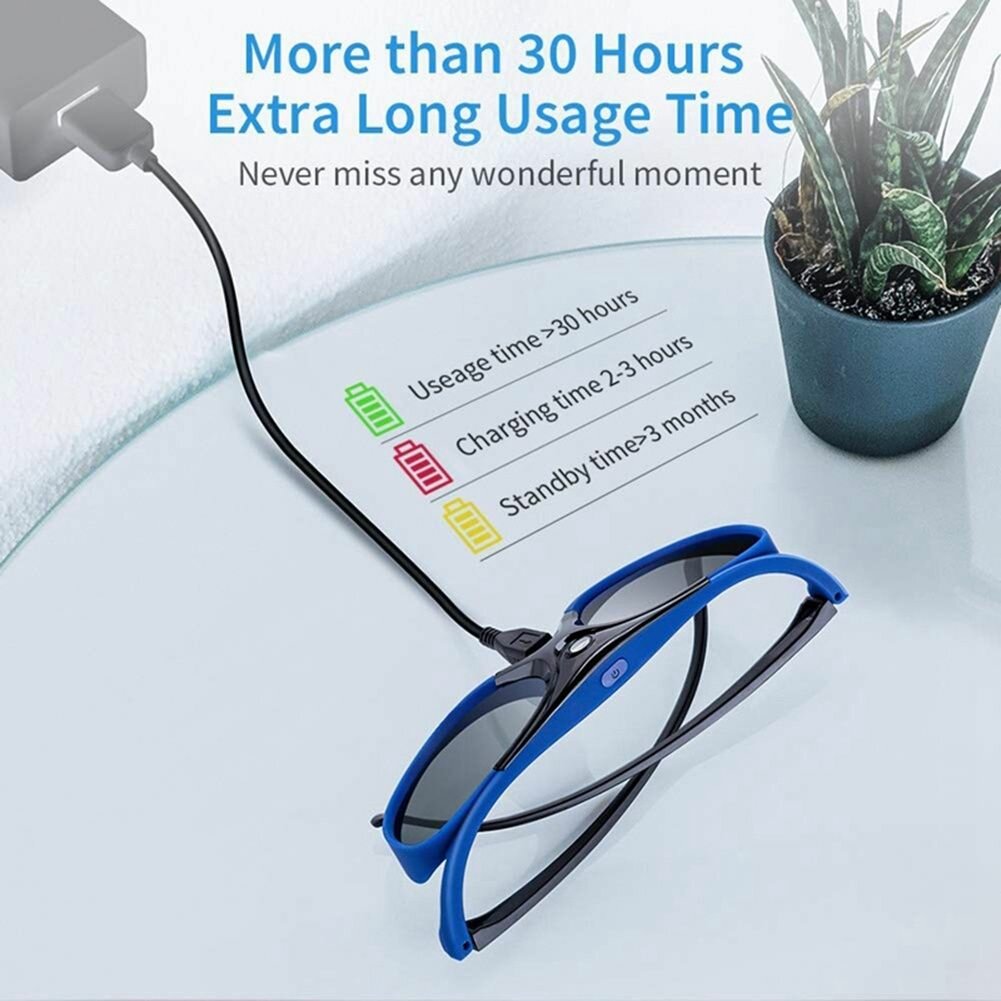 OZ22A 2 шт. очки с активным затвором DLP-Link 3D перезаряжаемые USB для проекторов проекта BenQ W1070 W700