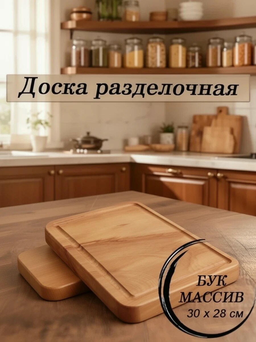 Доска разделочная Доля Ангела "Натуральный бук", деревянная, 30x28 см
