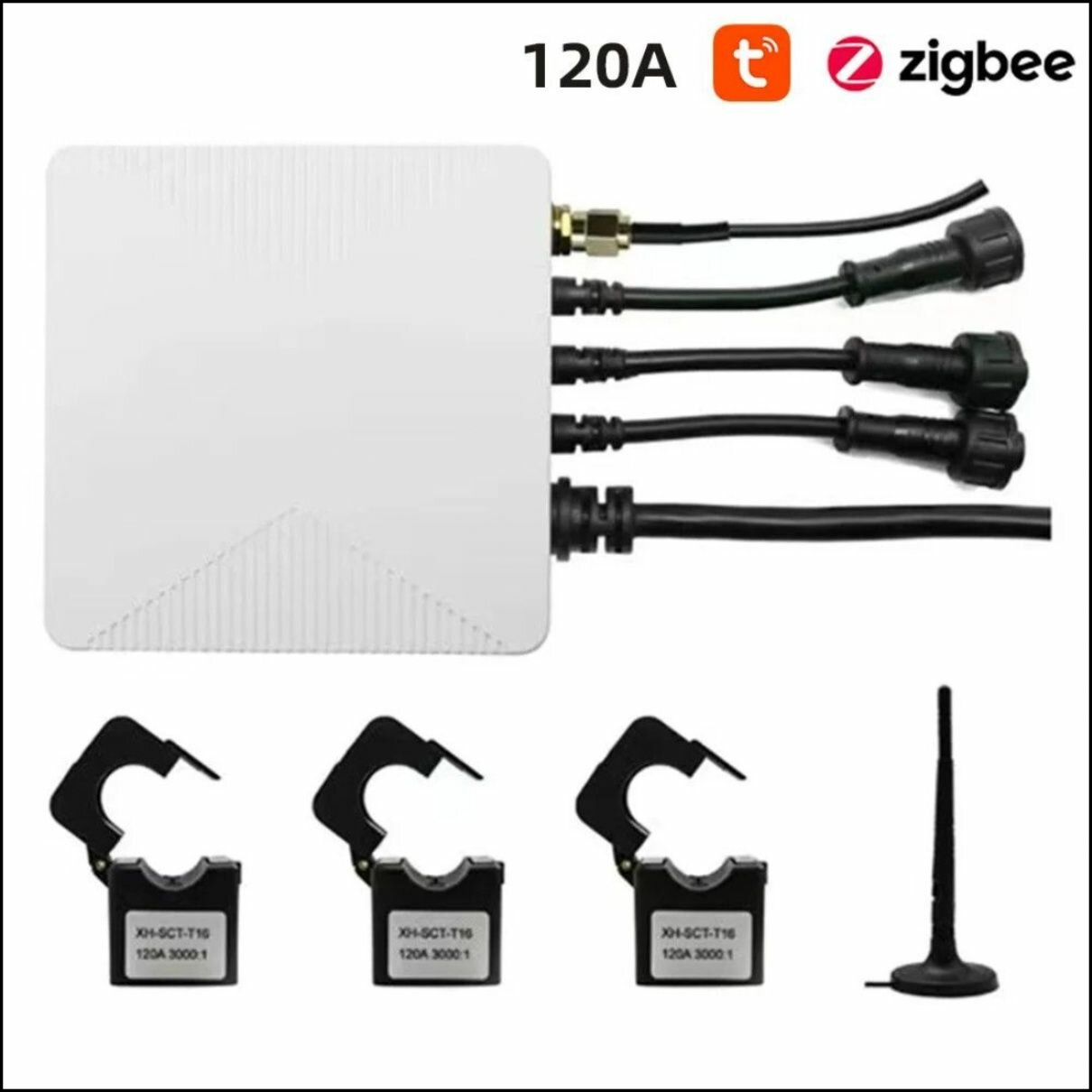 Эксклюзивный трехфазный счетчик электроэнергии TUYA на 120А с трансформаторами тока, управляемый через WiFi и ZigBee для однофазных сетей