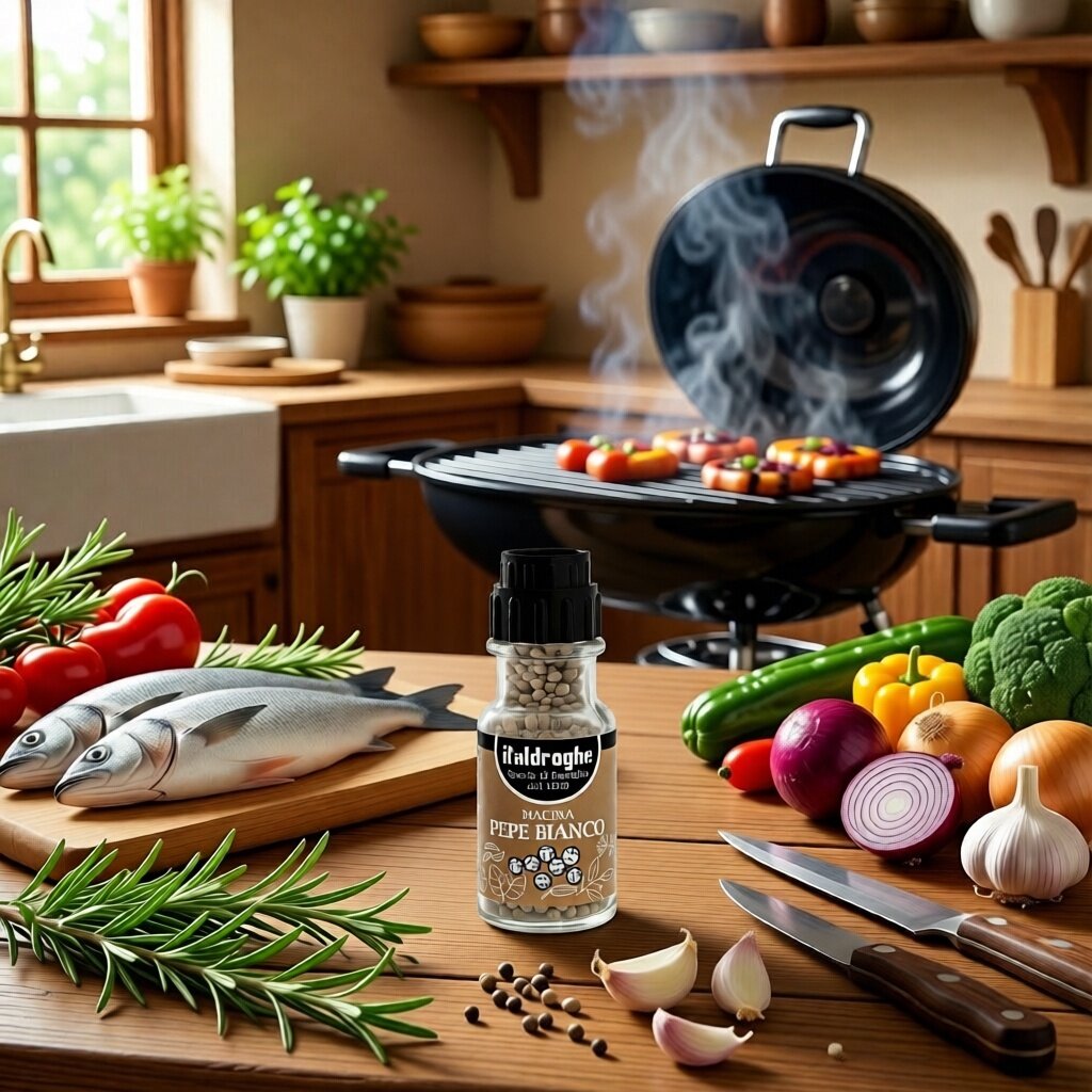 Перец белый целый горошком, Italdroghe, 50 грамм, мельница, Италия