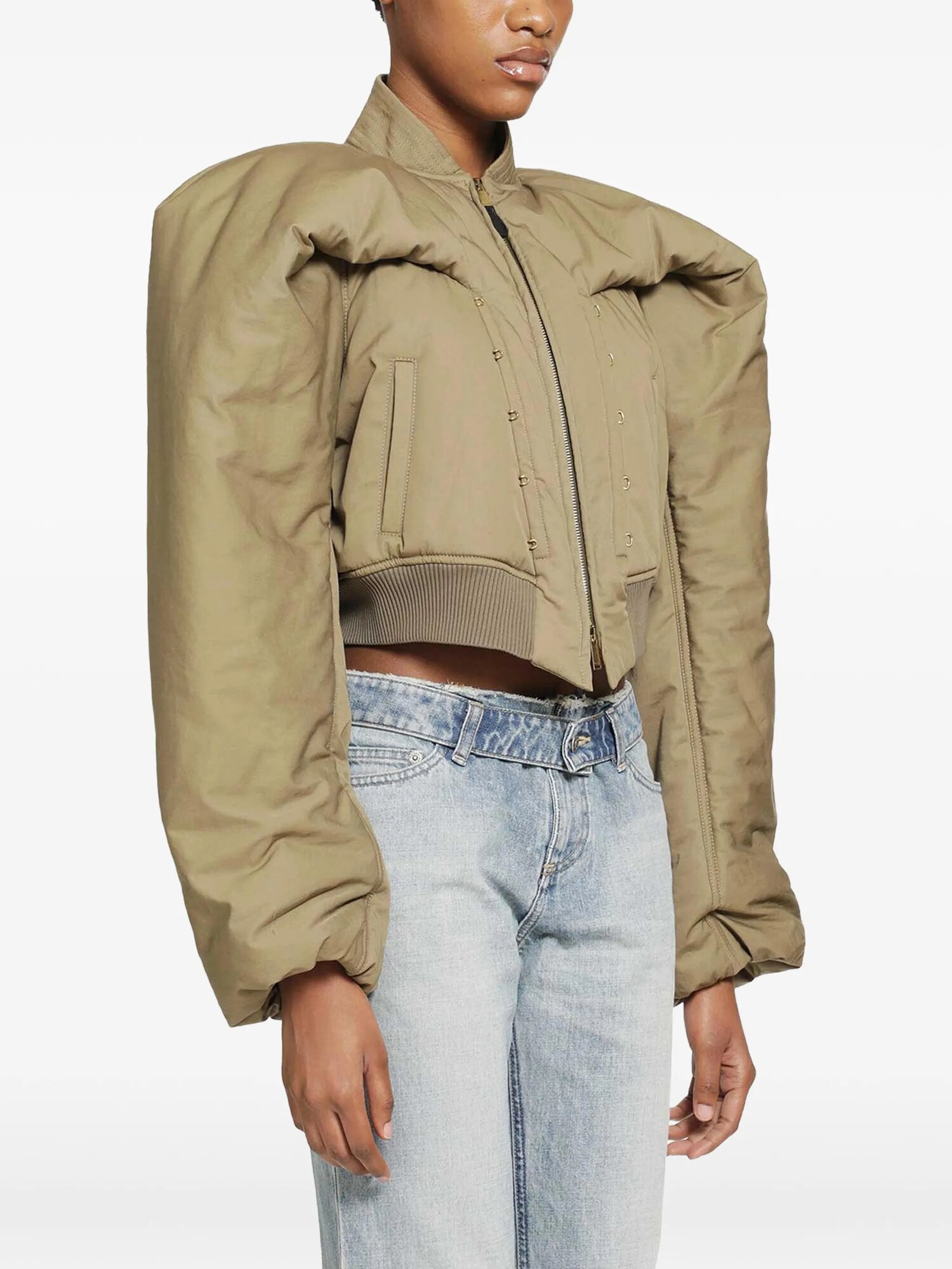 Куртка Alexander McQueen Exaggerated-shoulder cropped bomber jacket, размер 42, разноцветный — фото 1