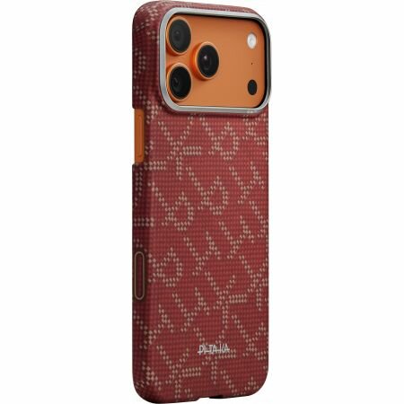 Чехол Pitaka Monogram Ultra-Slim Case для iPhone 17 Pro, красно-золотой KI1702PTK