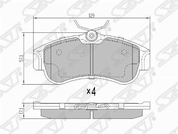 Колодки тормозные спереди SAT ST-41060-4M525 Nissan Almera 95-06 / Primera 90-96