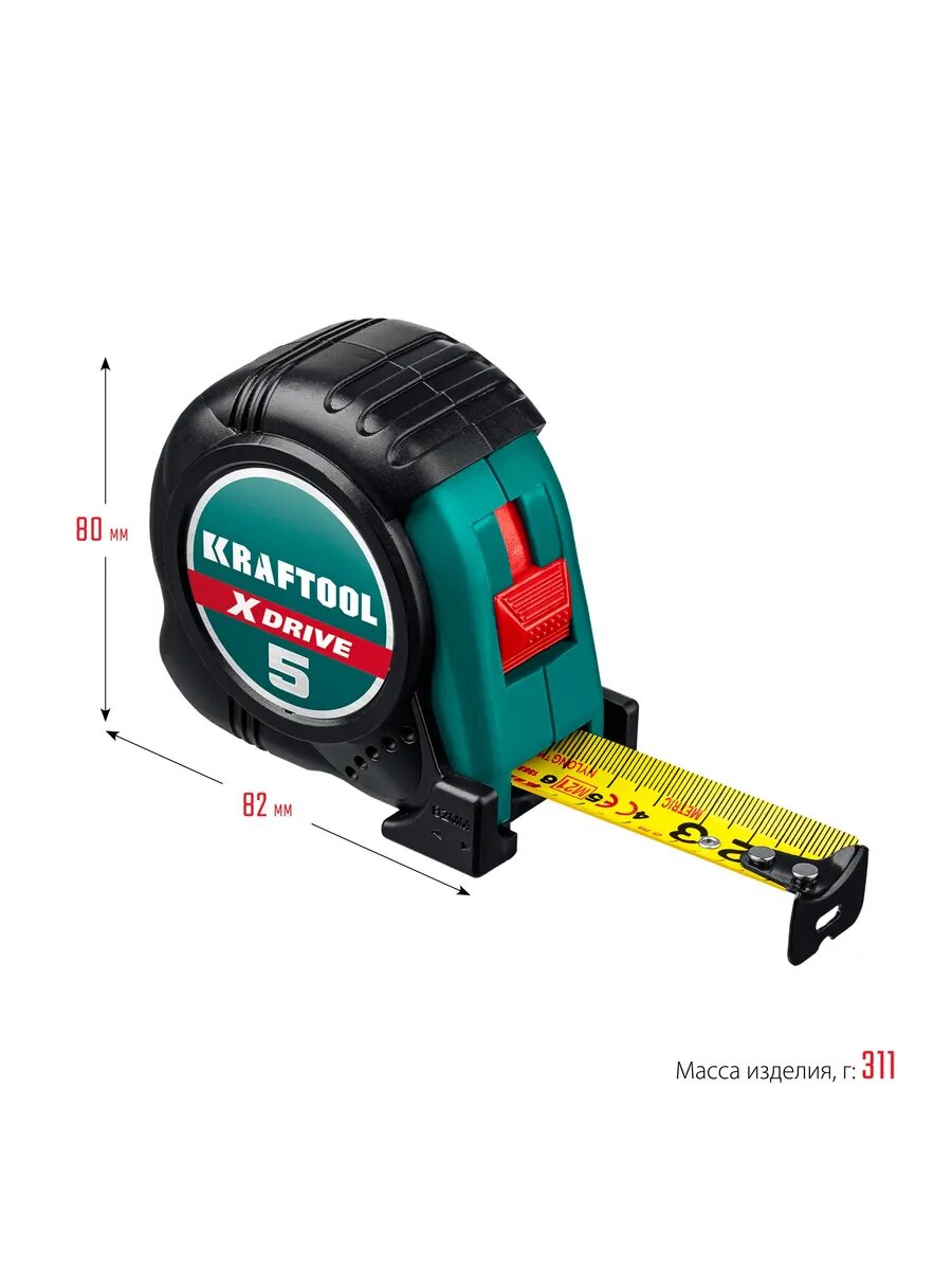 KRAFTOOL X-Drive, 5 м х 25 мм, рулетка (34122-05-25)