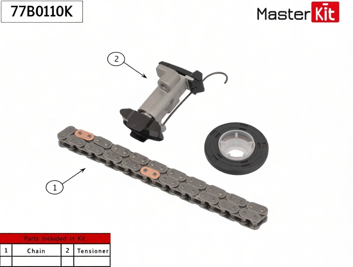 Комплект цепи ГРМ CITROEN/PEUGEOT YHZ (DV5RC 1,5HDi) 8мм 77B0110K MasterKit арт. 77B0110K