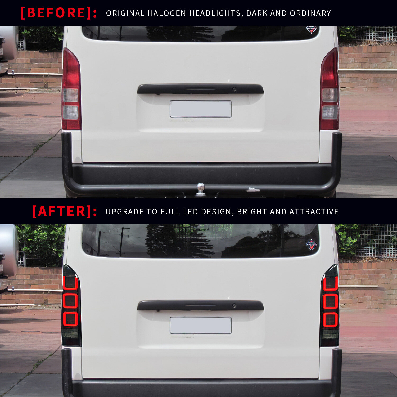 Светодиодные задние фонари для Toyota Hiace 2005-2018, комплект с динамическими поворотниками, тонированные,2 шт(левая+правая）