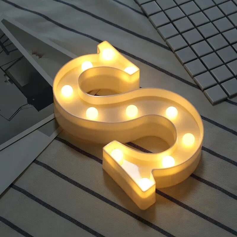 LED-ночник буква S, 22cm, теплый белый свет