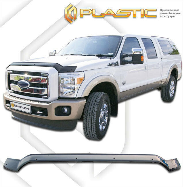 Дефлектор капота для Ford F350 Crew Cab 2009-2016 Черный глянцевый СА Пластик