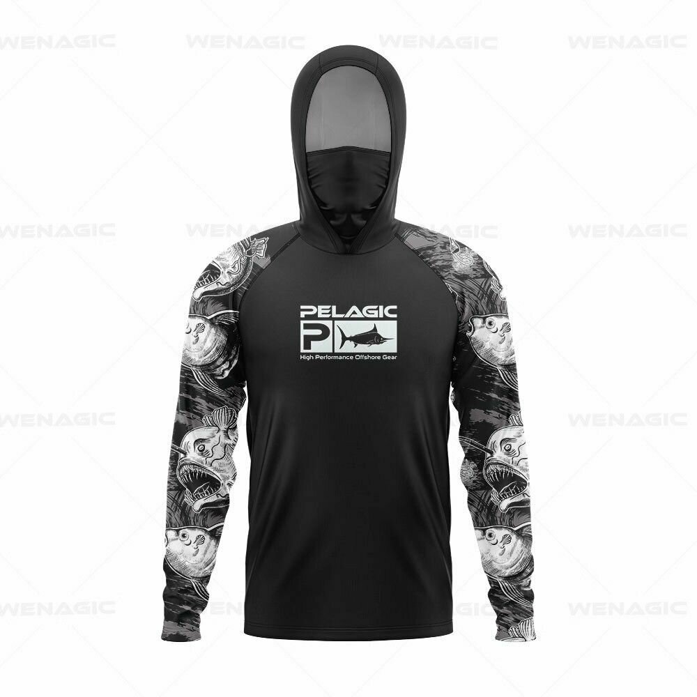 PELAGIC Джерси мужская для рыбалки с капюшоном с принтом Точки, рыболовный лонгслив летний солнцезащитный