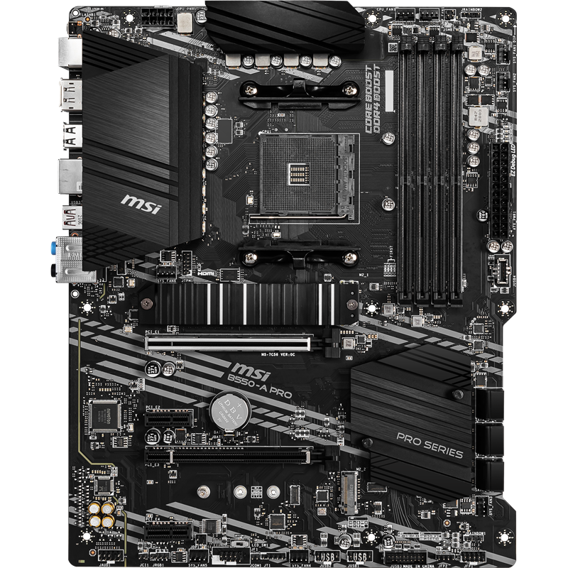 Материнская плата MB MSI AMD B550 sAM4, 4xDDR4(128GB), HDMI 2.1/DP, 1xPCIe 4.0x16, 1xPCIe 3.0x16, 2xPCIe 3.0, 1xLAN, 6xSATA 6Gb/s, 2xM.2, 1xUSB-C, 3xUSB 3.2, 4xUSB 2.0, 1xPS/2, ATX