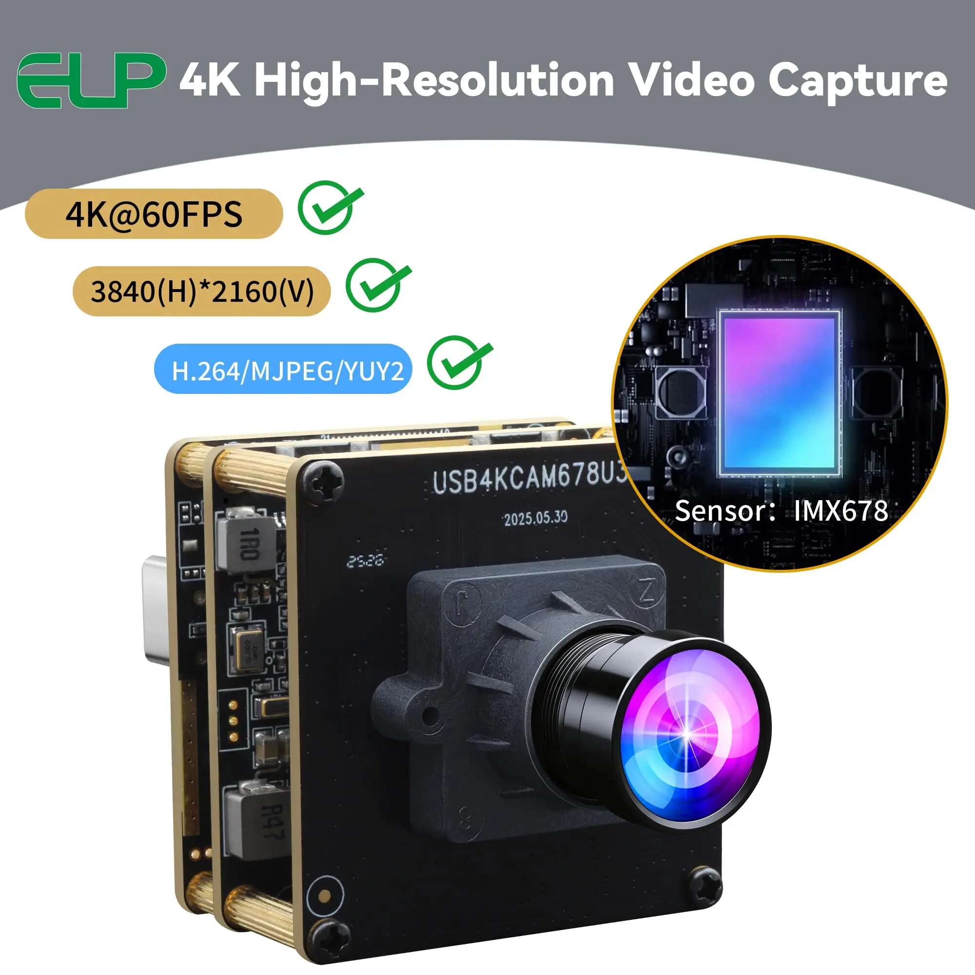 ELP 4K HD камера с объективом 10-55mm CS — фото 1