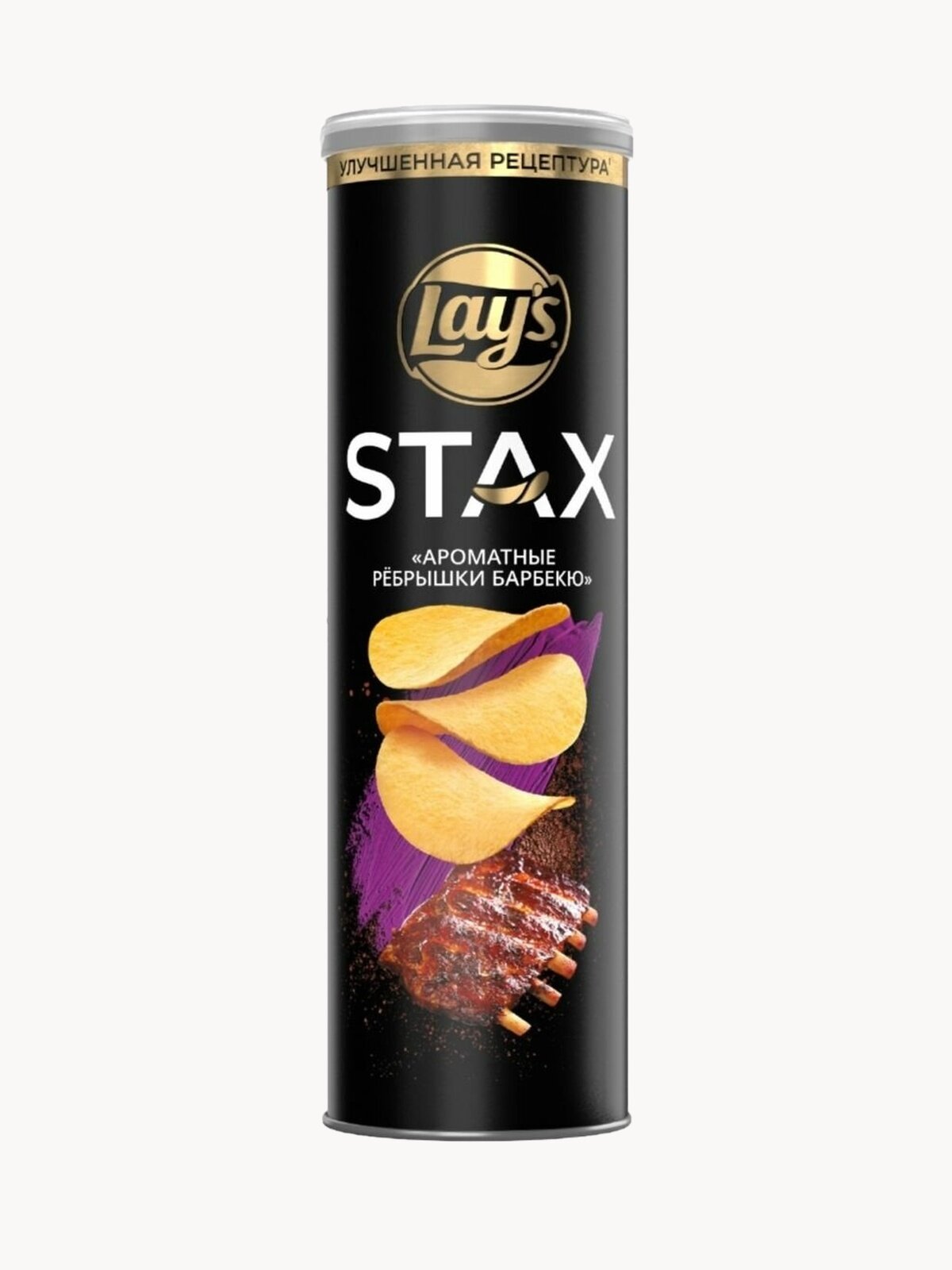 Чипсы Lay's Stax ароматные ребрышки барбекю 140г