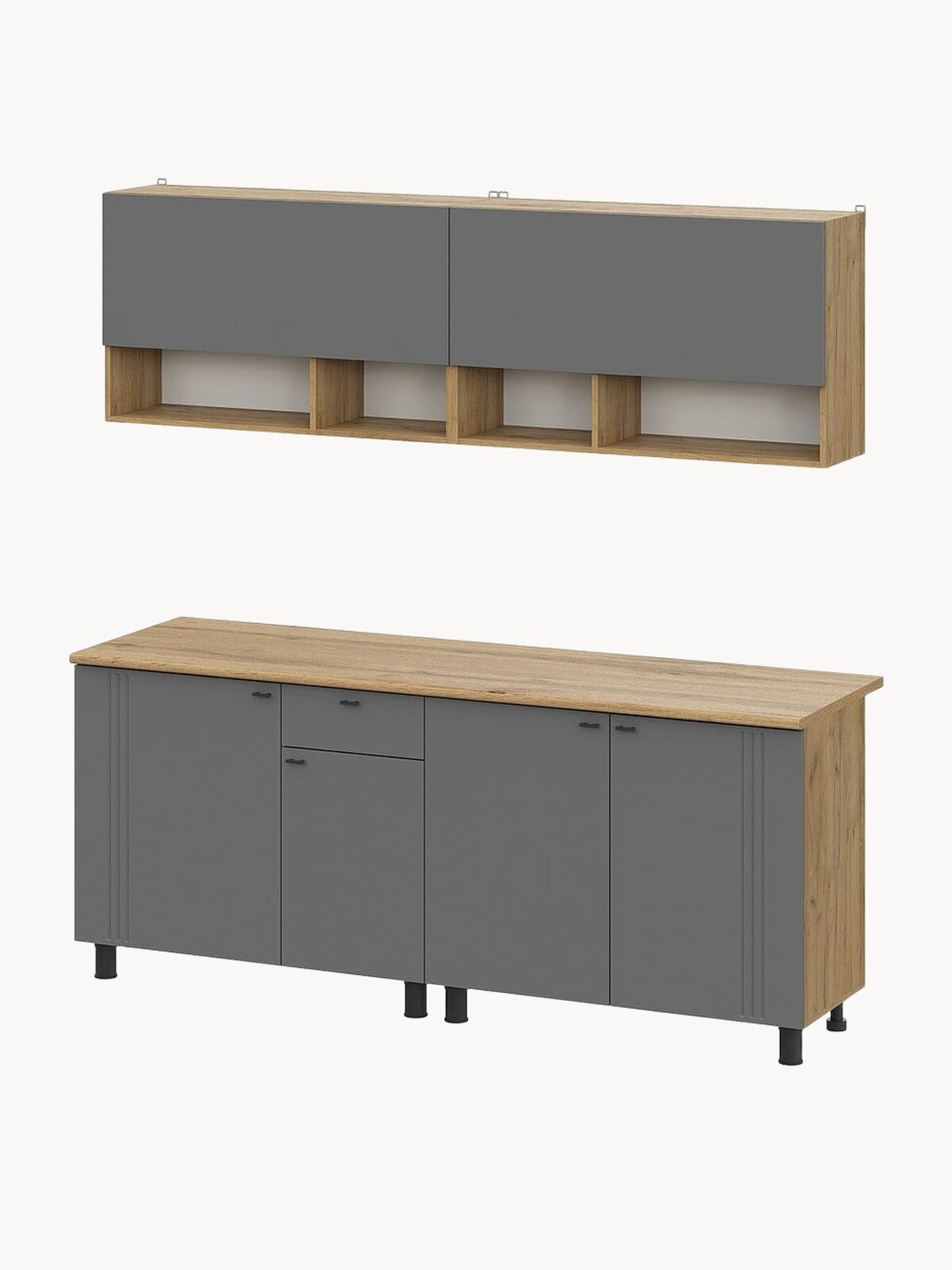 Кухонный гарнитур "Монако" 2 м цвет: Графит серый/ Дуб Золотой