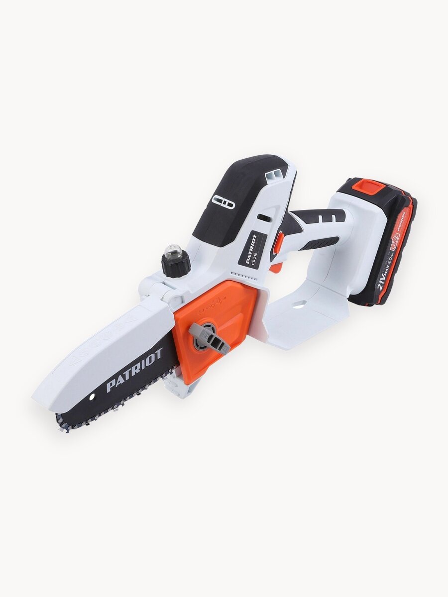Цепная пила PATRIOT CS 215, 21B, UES мини, 12,5см, 32 звена, 5000 об/мин, LiIon, 2Ач,