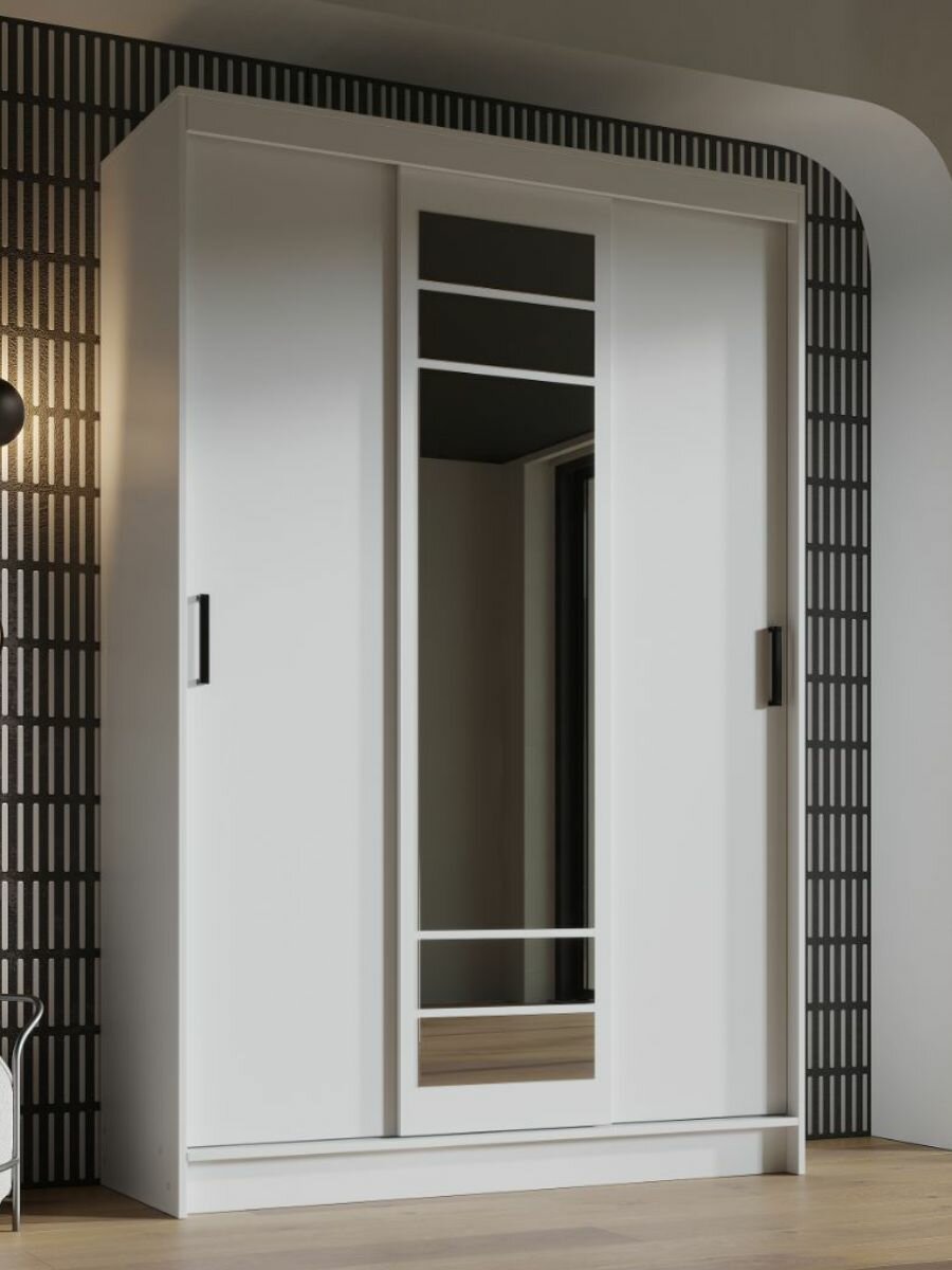 Шкаф-купе Бруно 3 Белый ЛДСП с зеркалом 1310х2000х502 мм для дома и дачи