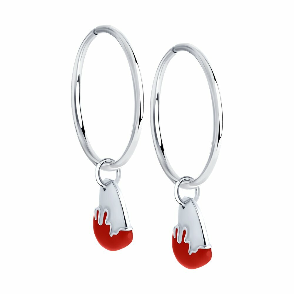 Серьги конго, серебро, 925 проба, родирование, эмаль