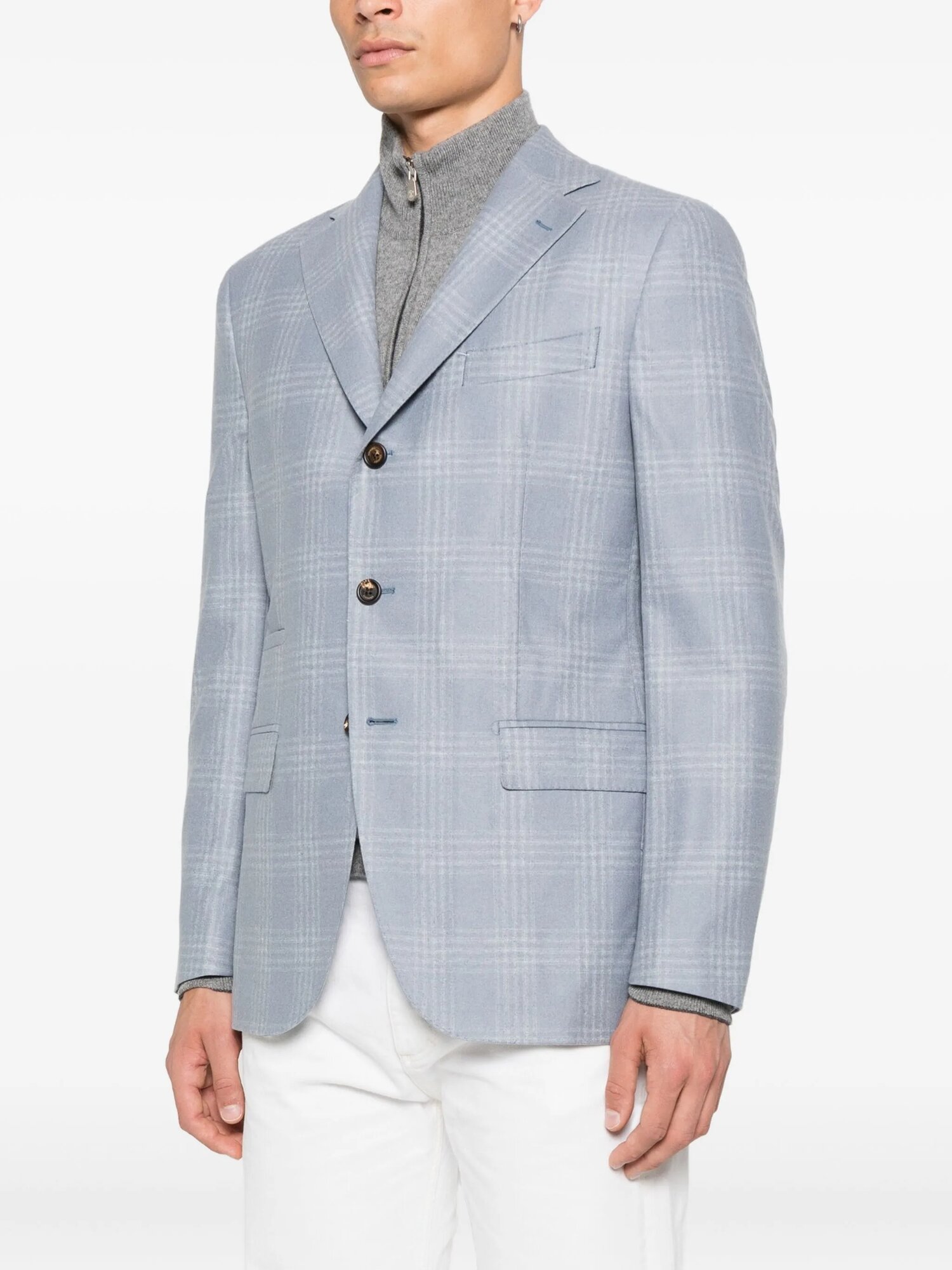 Куртка Eleventy Checked single-breasted blazer, размер 58, синий — фото 1